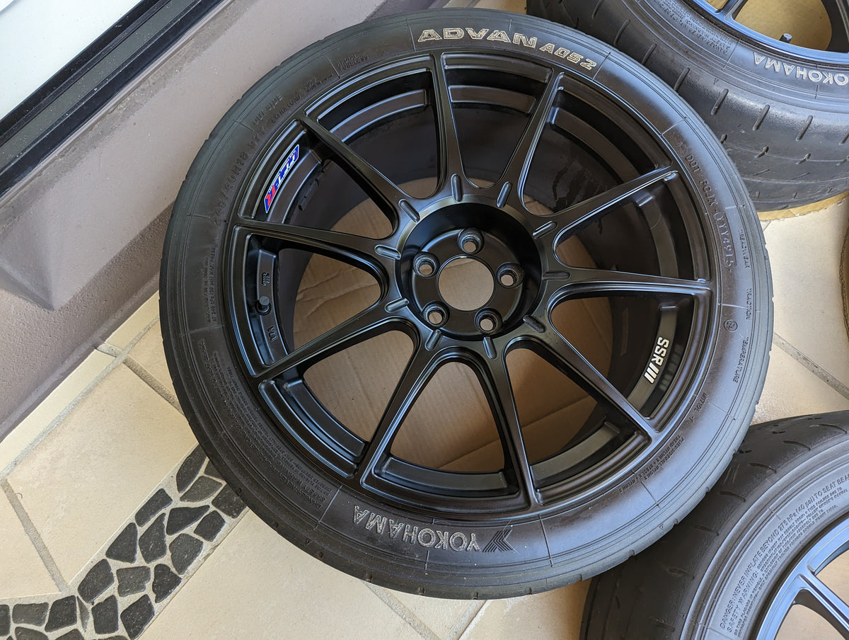 SSR GTX01 (Flat Black) with Yokohama Semi Slick Advan A052 Tyres - $22 – Hausofwheels