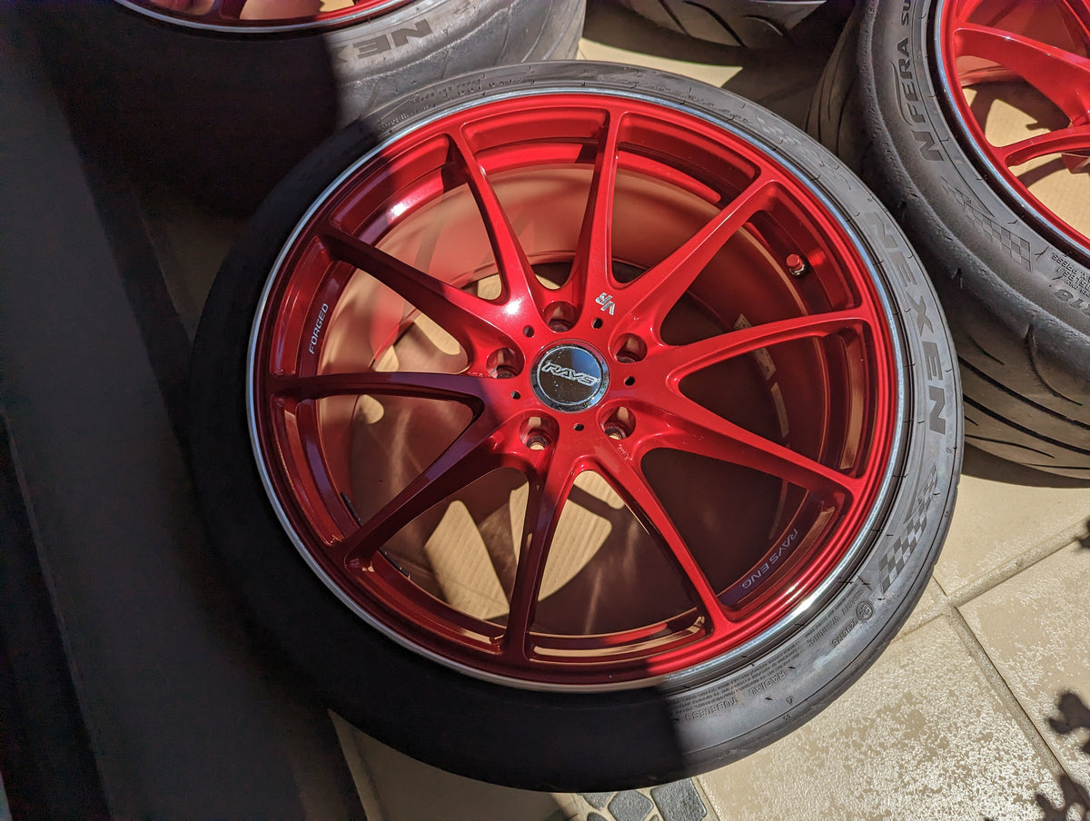 Rays Volk Racing G25 (Hyper Red) with Genuine Volk Racing Center Caps – Hausofwheels