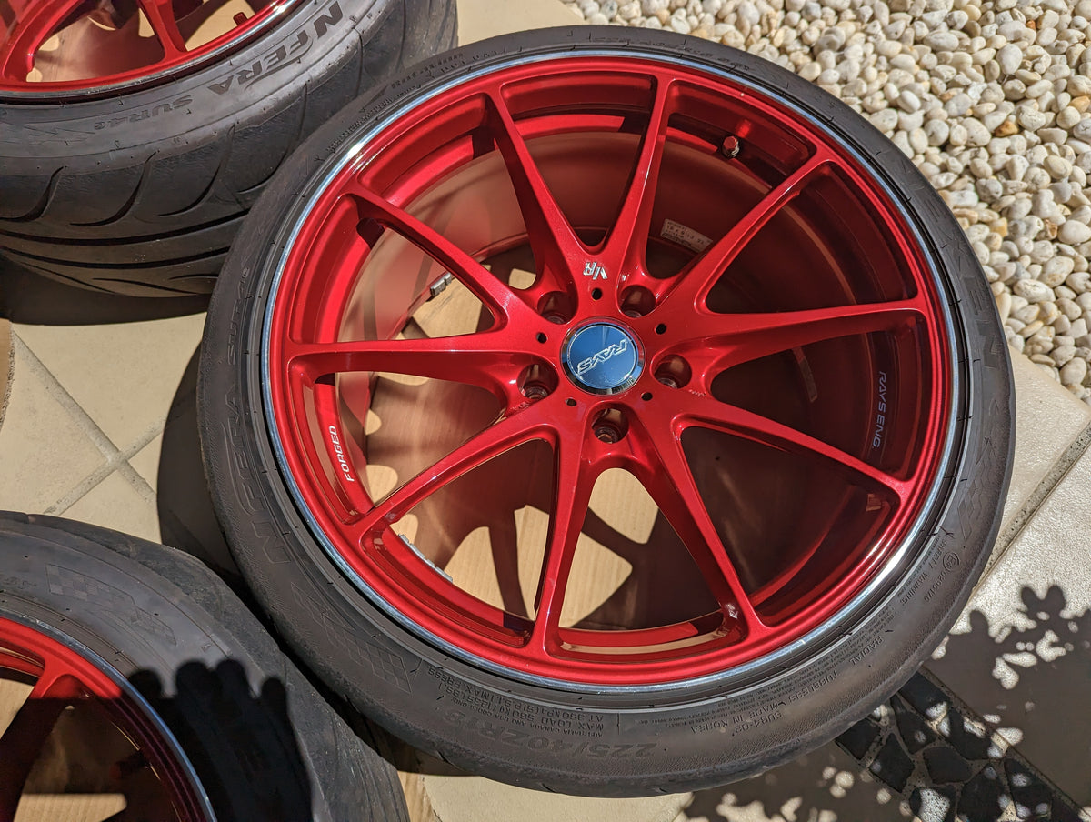 Rays Volk Racing G25 (Hyper Red) with Genuine Volk Racing Center Caps – Hausofwheels