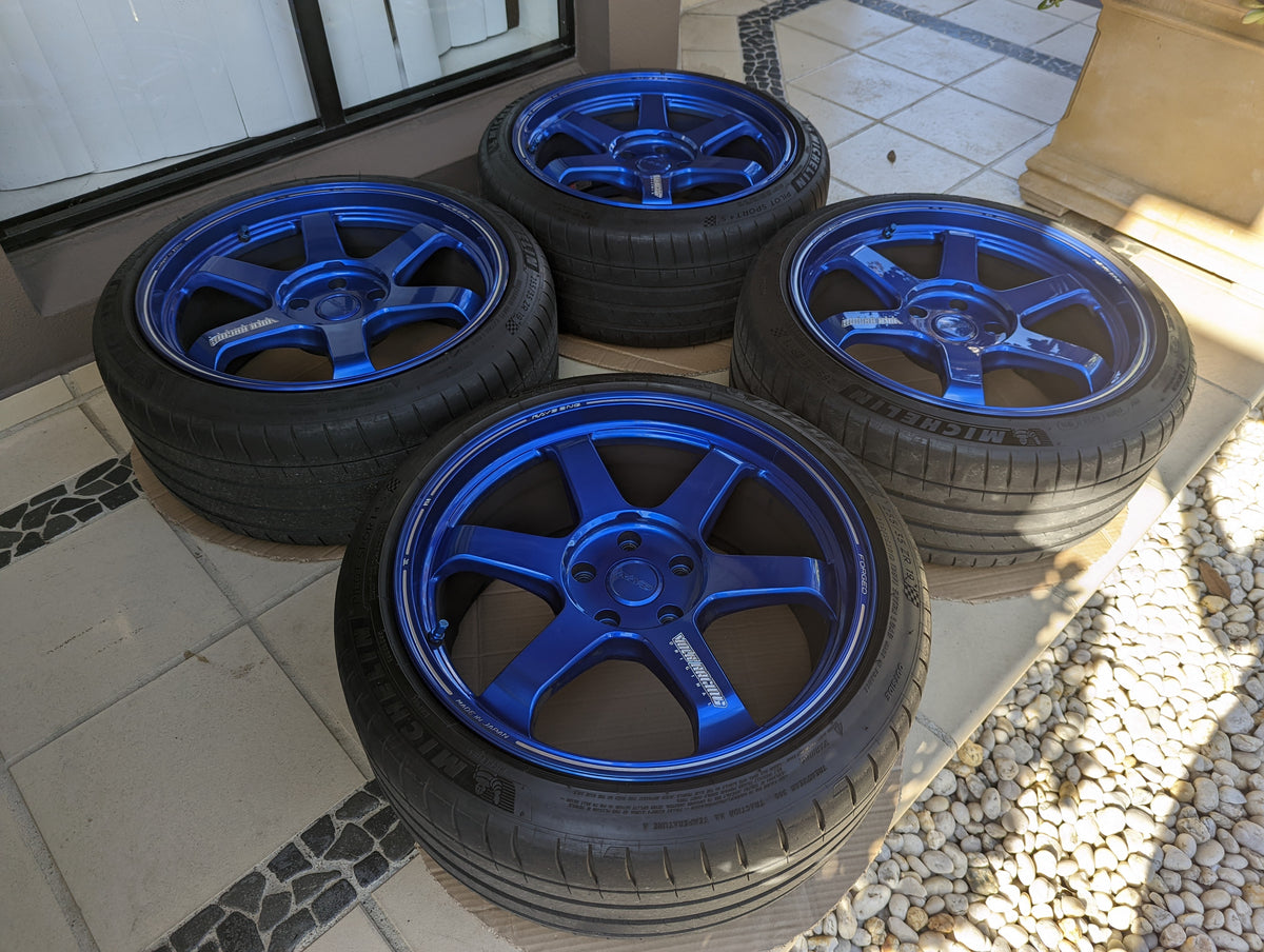 TE37 Ultra M Spec (Hyper Blue) with Genuine Rays Center Caps and Miche ...