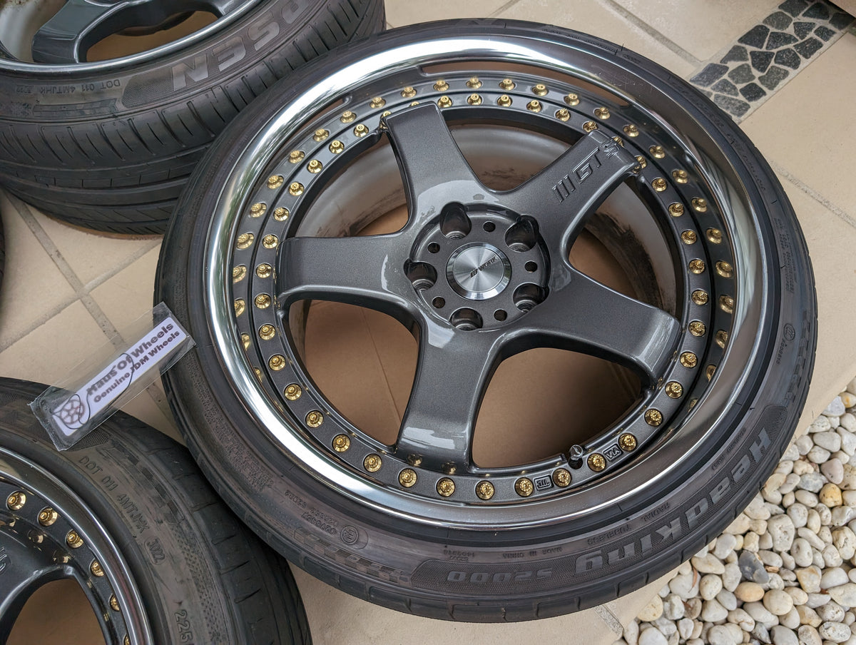 *Near New* Work Emotion GT5 3P With Genuine Work Centre Caps with Tyre ...