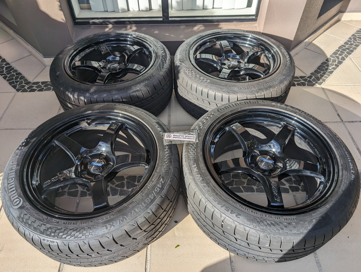 Rays Gram Light 57 CR (Gloss Black) with Near New Continental Tyres an ...