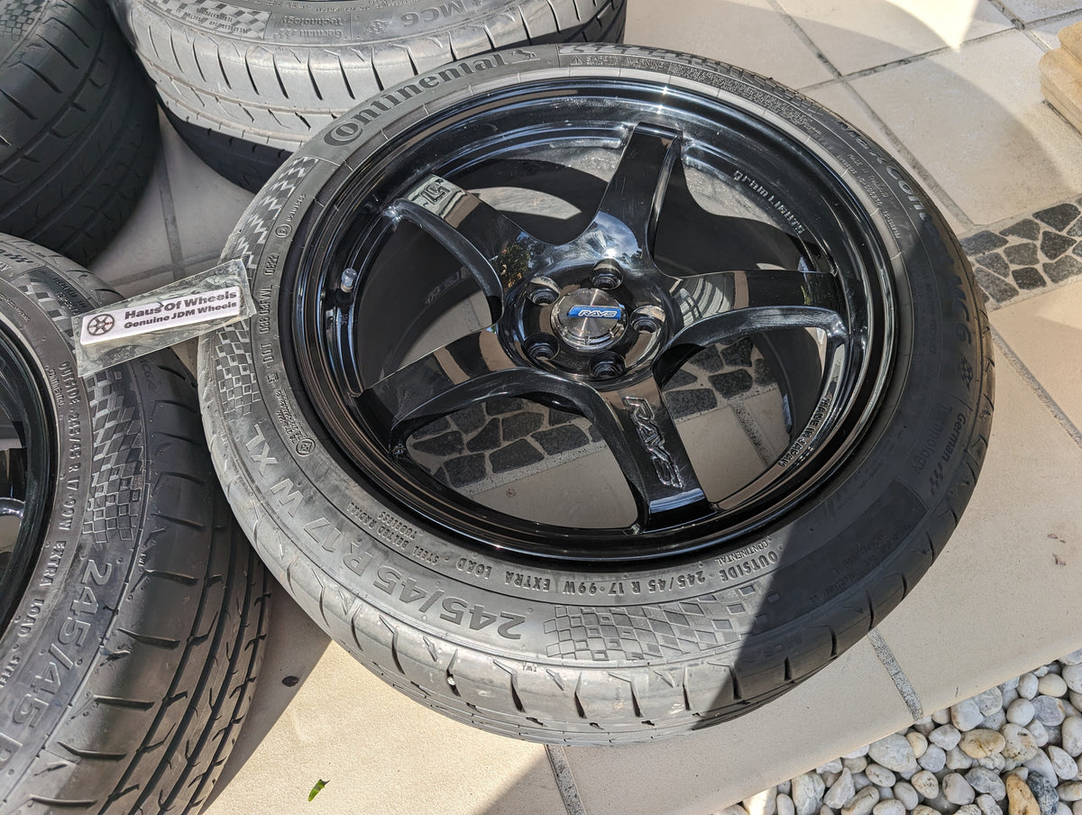 Rays Gram Light 57 CR (Gloss Black) with Near New Continental Tyres an ...