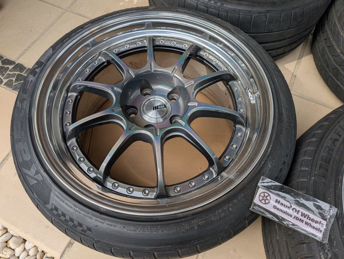 SSR SP5 (Spectrum Silver) with Genuine SSR Center Caps and Tyres - 3 P ...